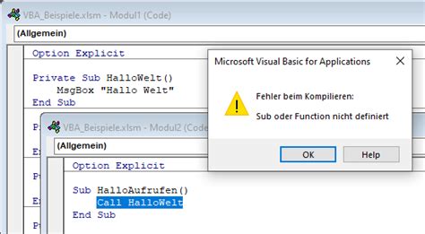 Vba Private Und öffentliche Prozeduren Subs Und Funktionen Automate Excel