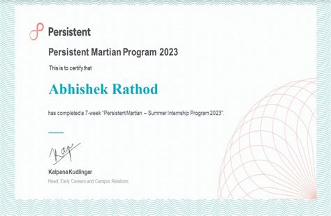 Abhishek Rathod On Linkedin Persistentsystem Martianinternship