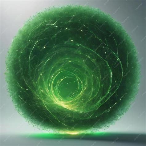 Premium Photo Abstract Green Background Of Circular Flow Of Particles Digital Cyberspace