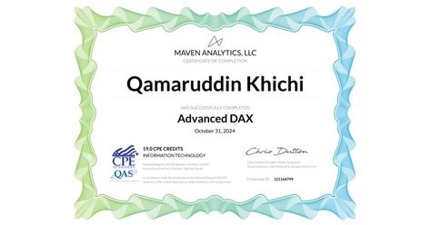 Qamaruddin Khichi On Linkedin Advanced Dax • Qamaruddin Khichi • Maven Analytics Credentials