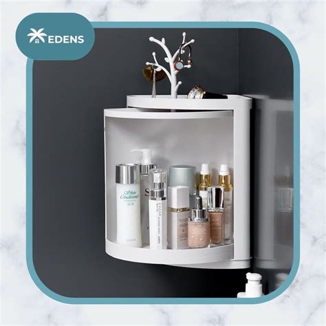 Jual Storage Rack Shelf Corner Putar Putih Abu Rak Siku Tembok