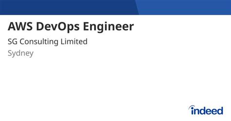 Sg Consulting Limited On Linkedin Aws Devops Engineer Sydney Nsw