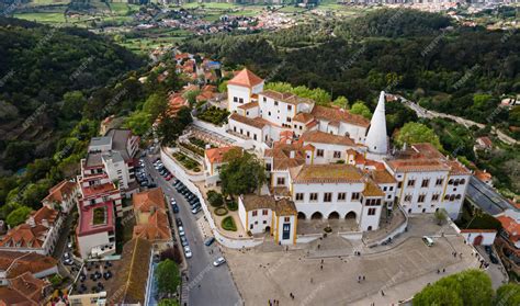 Premium Photo Aerial Drone View Of Sintra Portugal Old City At Sintra