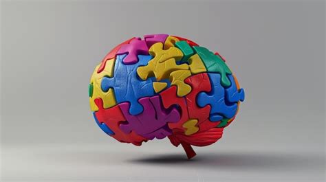 A Highly Detailed 3d Rendering Of A Human Brain Composed Of Colorful