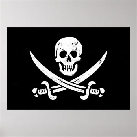 John Rackham Calico Jack Pirate Flag Jolly Roger Poster Zazzle