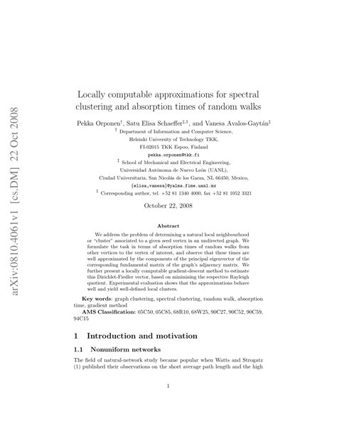 Pdf Locally Computable Approximations For Spectral Clustering And