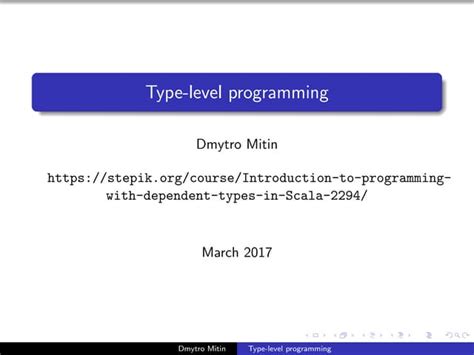 Type Level Programming Ppt