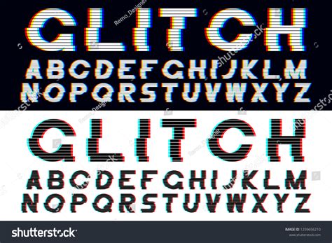 Glitch Font Set Glitched Sans Serif Font Stock Vector Royalty Free