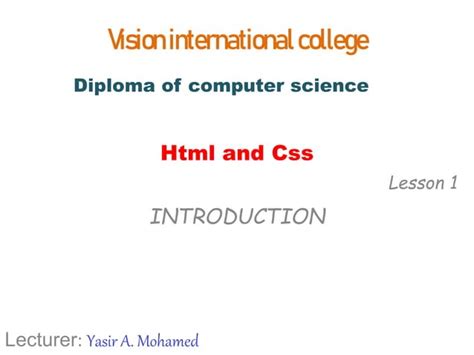 Lesson 1 Introduction Html And Csspptx