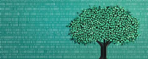 Binary Code Tree Green Leaves Digital Tech Concept Stock Illustration Illustration Of