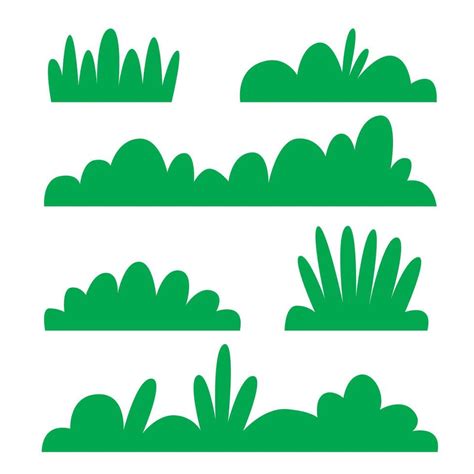 Sencillo Plano Verde Césped Dibujos Animados Conjunto 37991298 Vector