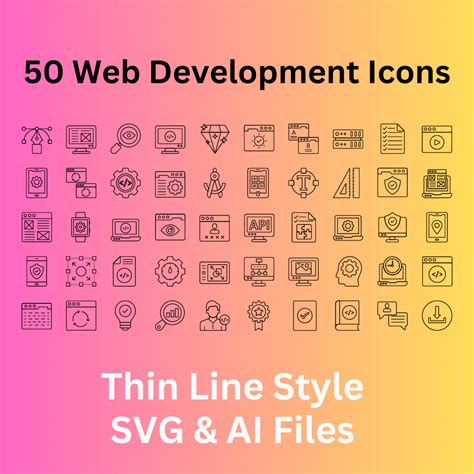 Web Development Icon Set Outline Icons SVG And AI Files MasterBundles