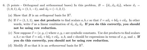 Solved Points Orthogonal And Orthonormal Bases In Chegg