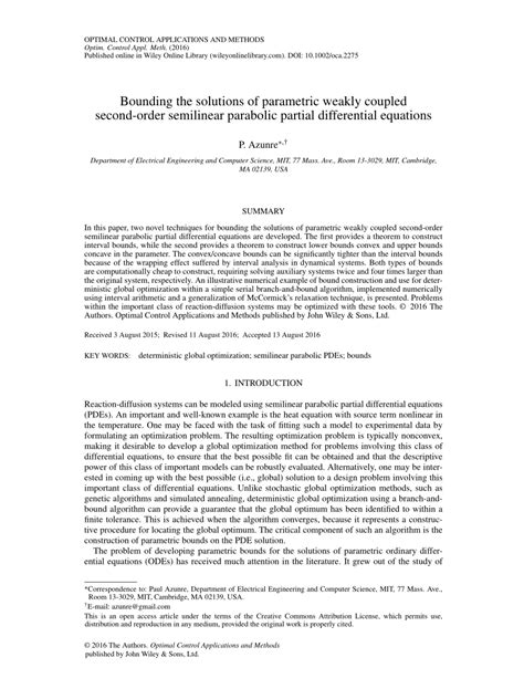 Pdf Bounding The Solutions Of Parametric Weakly Coupled Second Order Semilinear Parabolic