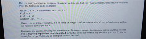 use the array component assignment axiom two times to