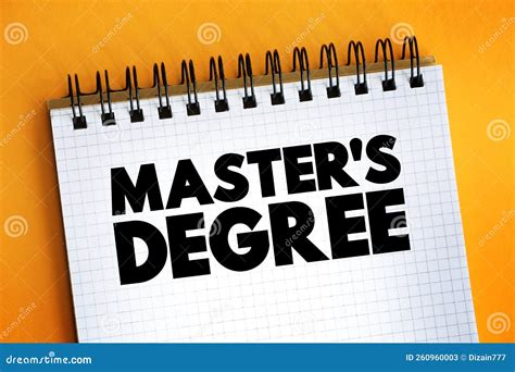 Master S Degree Text Quote On Notepad Concept Background Stock Image
