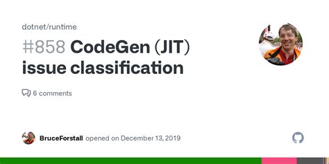 Codegen Jit Issue Classification · Issue 858 · Dotnetruntime · Github