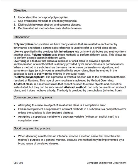 Solved Objective 1 Understand The Concept Of Polymorphism