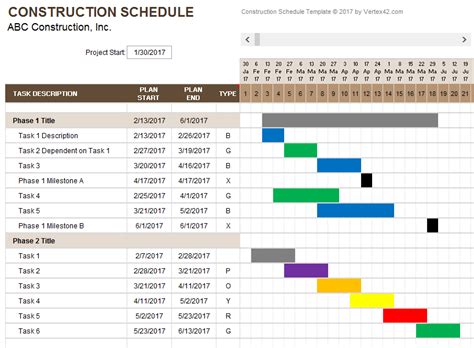 Construction Work Schedule Template Excel