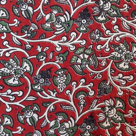 Indian Block Print Kalamkari Fabric Fabric From India Fabric Cotton Fabric Gujarati Print