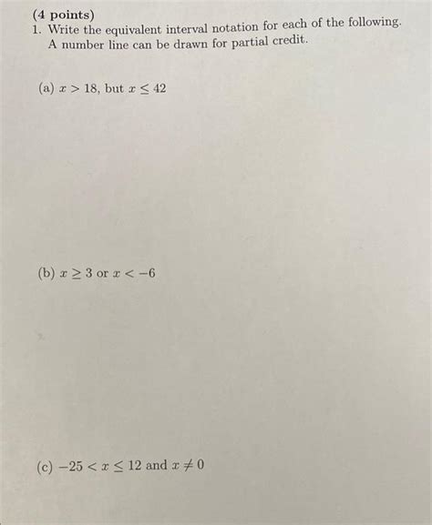 Solved 4 Points 1 Write The Equivalent Interval Notation