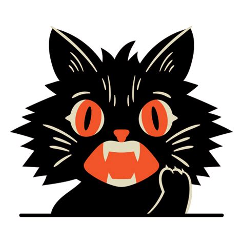 Wilde Schwarze Katze Mit Reißzähnen Png Und Svg Design Für T Shirts