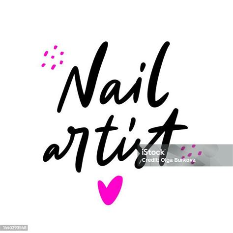 벡터 서예 그림입니다 네일 아티스트의 슬로건 프린트 매니큐어 마스터 살롱에 대 한 로고입니다 패션 바디 케어에 대한 개념 소셜 미디어 블로깅 게시물 스토리에 디자인하십시오