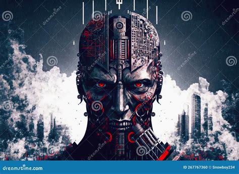 Evil Artificial Intelligence Robot Metallic Figure Science Fiction