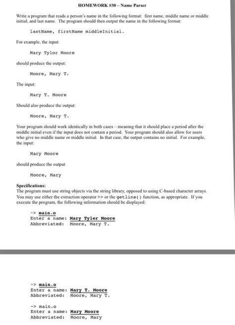 Solved Homework 30 Name Parser Write A Program That Reads A