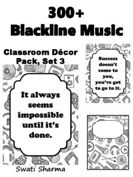 300 Blackline Music Classroom Décor Pack 36 5 Resources Set 3