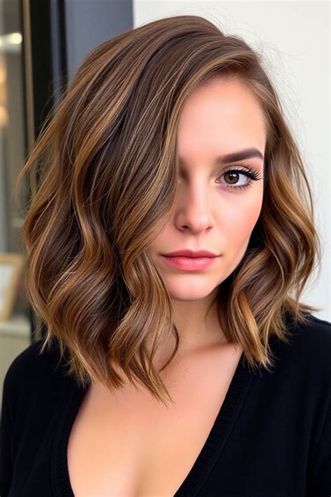 50 Wavy Lob Haircuts For Effortless Glamour Rich Chestnut Wavy Lob