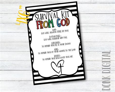 Survival Kit From God Religious T Church Ts Printable Tags