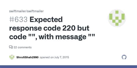 Expected Response Code 220 But Code With Message Issue 633