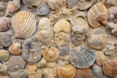 Fossilized Shells Embedded In Limestone Stock Illustration Illustration Of Fossilized