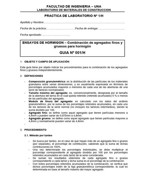 GuÍa 001 H Combinación De Agregados Para Hormigón Pdf Hormigón