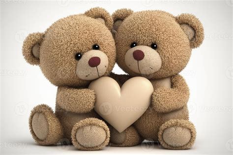 Two Cute Toy Bears With Heart Created With Generative Ai 21643734