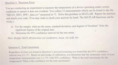 Solved Question 3 Precision Error You Are Conducting An