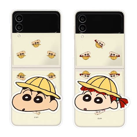 투명 젤리하드스마트톡set갤럭시z플립345 짱구 해바라기반 그립 거치 케이스