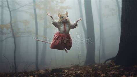 Mouse In Dress Realistic And Emotive Portraits In The Forest Stock Illustration Illustration