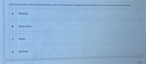 Solved Selected Answer Will Be Automatically Saved For