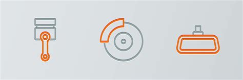 캘리퍼 아이콘이 있는 라인 카 미러 엔진 피스톤 및 브레이크 디스크를 설정합니다 벡터 강철에 대한 스톡 벡터 아트 및 기타 이미지 강철 거울 교통수단 Istock