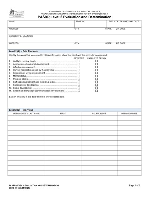 Fillable Online Pasrr Level 2 Evaluation And Determination Pasrr Level
