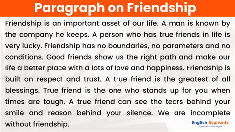 Paragraph On Friendship In English 100 120 150 200 250 Words