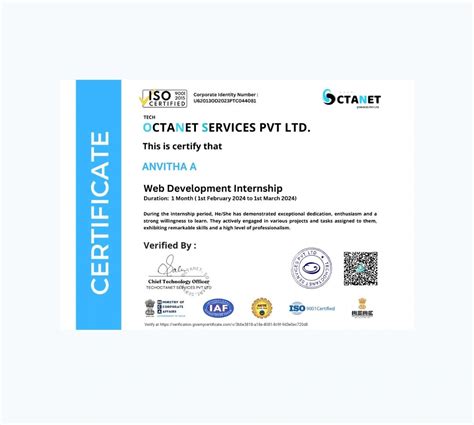 Anvitha Ashok On Linkedin Webdevelopmentinternship Octanetsoftwareservices