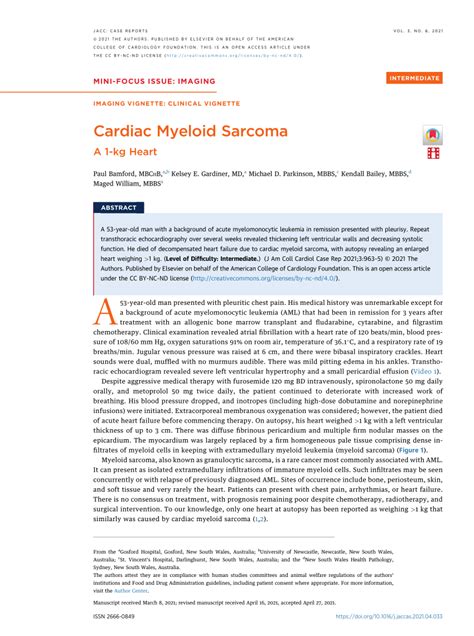 Pdf Cardiac Myeloid Sarcoma