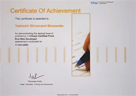 Im Happy To Share That Ive Obtained A New Certification Infosys