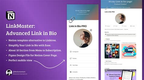 Linkmaster Advanced Link In Bio Notion Template Linktree Alternative