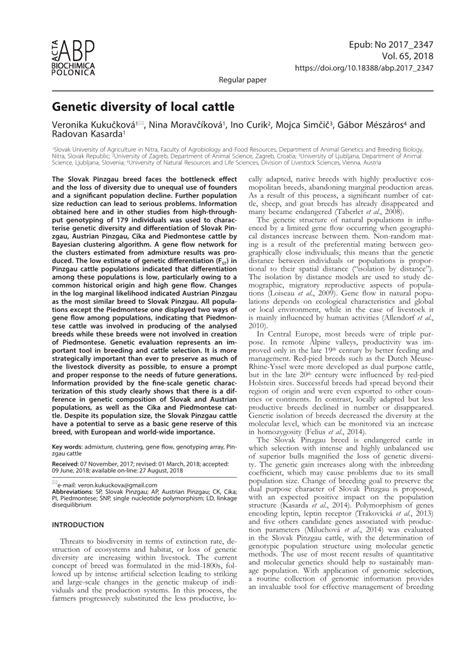 Pdf Genetic Diversity Of Local Cattle