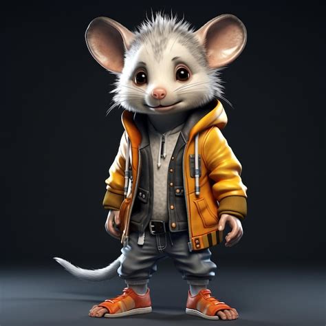 Premium Photo Create Super Cute 3d Cartoon Opossum In Stylish Urban Outfit