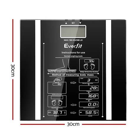 Everfit Body Fat Bathroom Scale Weighing Water Body Fat Gym 180kg